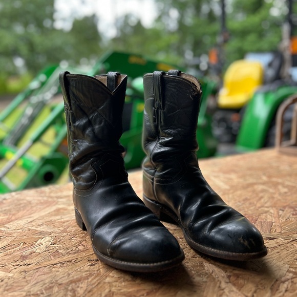 Justin Boots | Shoes | Justin Diamond J Ropers 372 Boots Black Cowboy ...